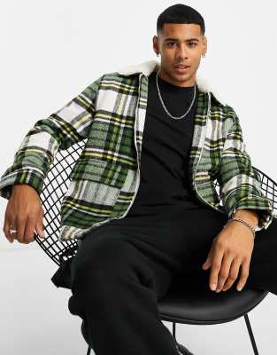 Another Influence check jacket in green | ASOS