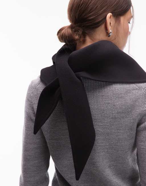 ARKET wool blend triangle double scarf in black | ASOS