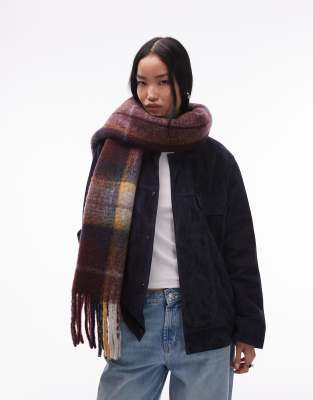 ARKET wool scarf in brown plaid | ASOS