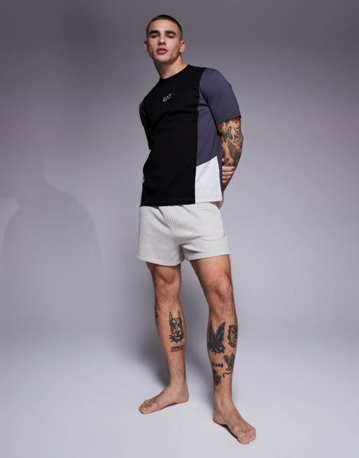 Armani EA7 colour block central logo t-shirt in black | ASOS
