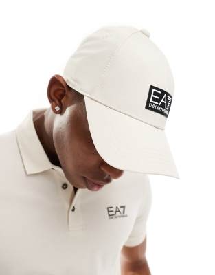 Armani EA7 core label logo baseball cap in beige | ASOS