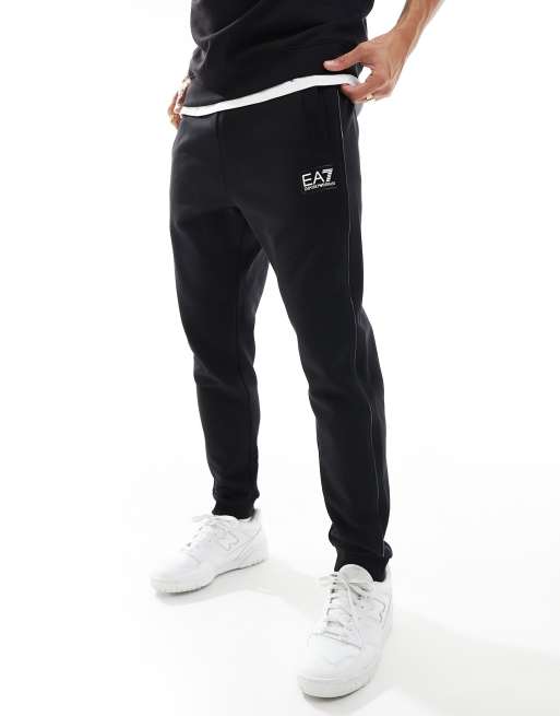 Armani EA7 Pantalon de jogging d ensemble resserre aux chevilles a petit logo en molleton Noir
