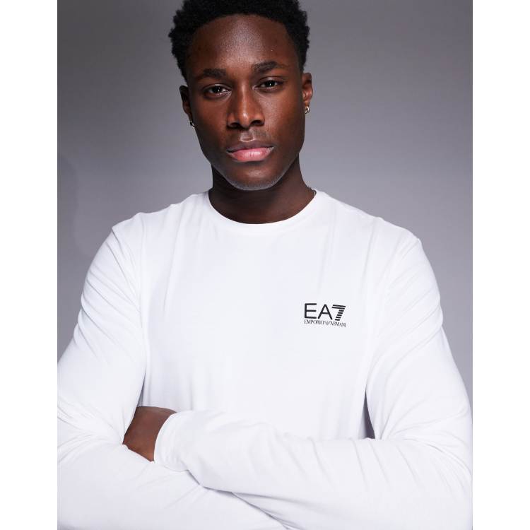 Armani EA7 T shirt a manches longues et logo Blanc ASOS