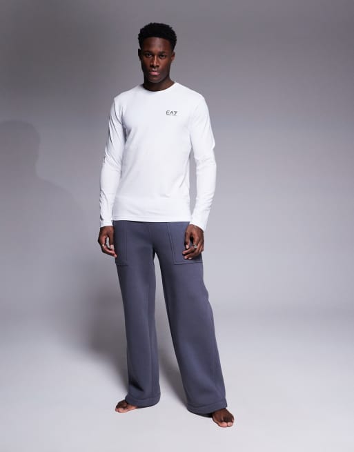 Armani EA7 T shirt a manches longues et logo Blanc ASOS