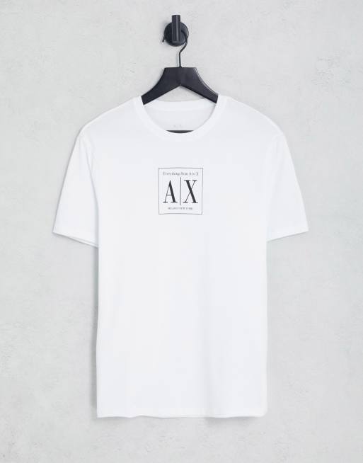 Armani Exchange block AX print t-shirt in white | ASOS