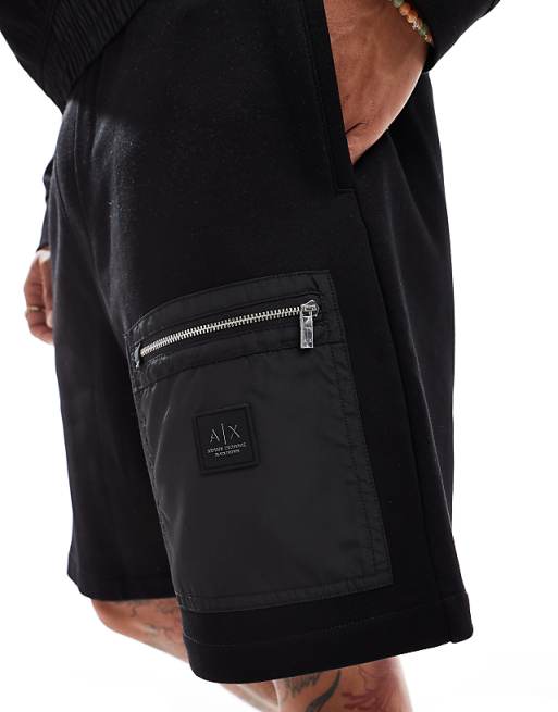 Armani Exchange jersey shorts in black with zip pocket Armani Exchange jersey shorts in black with zip pocket