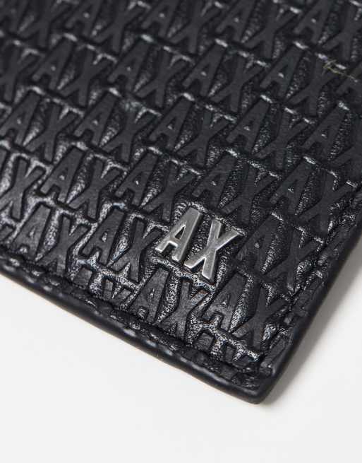 Armani Exchange logo embossed leather credit card holder in black | ASOS