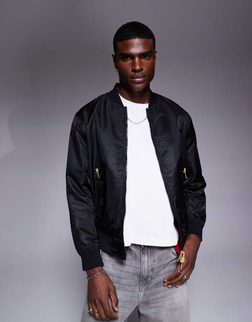 Armani Exchange Lunar Capsule Bomber reversible a motif serpent Noir et rouge