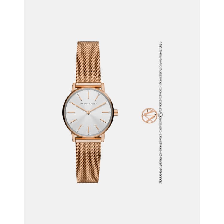 Armani Exchange Montre femme a deux aiguilles en acier inoxydable Or rose AX7121 ASOS