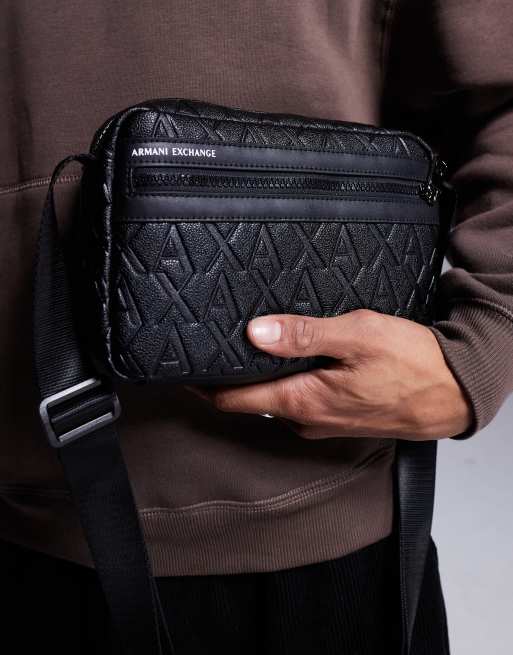 Armani Exchange Sac bandouliere en cuir avec logo sur l ensemble Noir ASOS