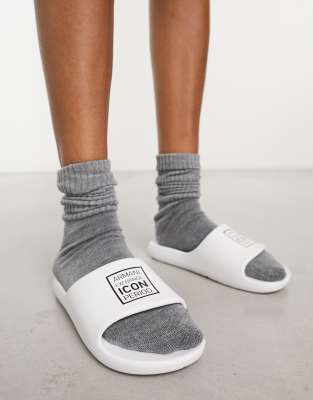 Armani Exchange slides in white | ASOS