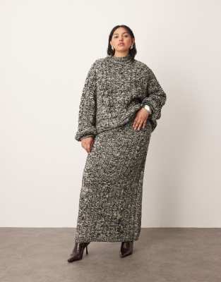 ARRANGE Curve chunky cable knit high neck jumper with volume sleeve and ...