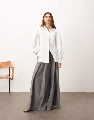 ARRANGE sculpted shirt with channeled back in white | ASOS