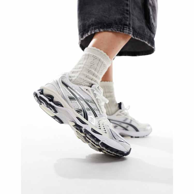 Asics Gel Kayano 14 Baskets Blanc argente et bleu marine