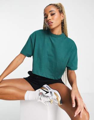 ASOS 4505 boxy cropped t-shirt in dark green | ASOS