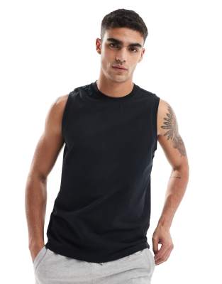 ASOS 4505 brushed finish drop armhole training tank in black | ASOS
