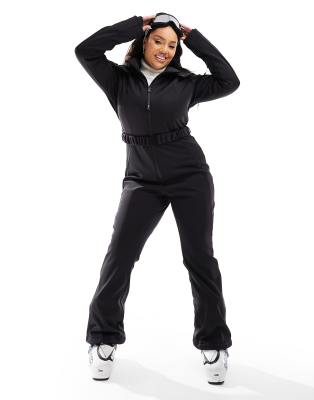 ASOS 4505 Curve belted ski suit with slim kick leg and faux fur hood ...