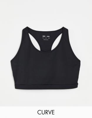 ASOS 4505 Curve – Icon – Longline-Sport-BH in Schwarz mit mittlerer ...