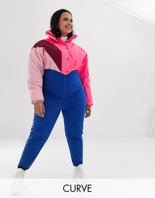 ASOS 4505 Curve – Ski-Jumpsuit mit Stehkragen und Farbblockdesign | ASOS