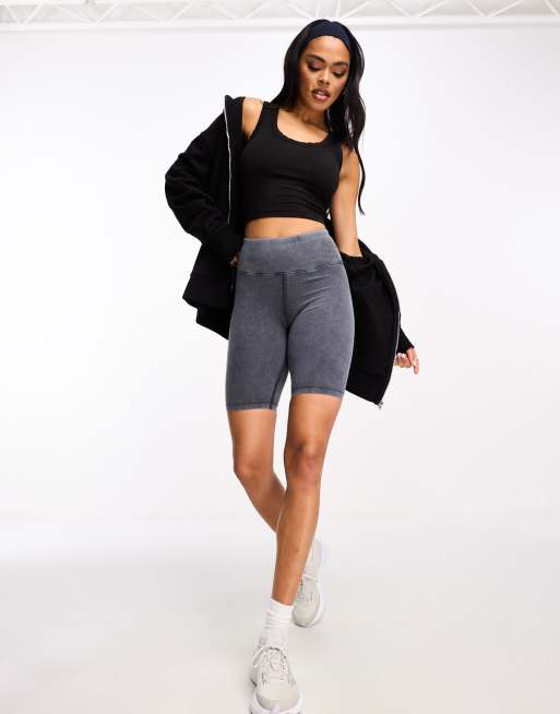 Asos 4505 Icon 8 Inch Legging Short In Cotton Touch In Washed Grey Asos