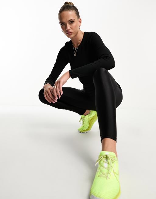 Asos 4505 Icon Running Tie Waist Gym Legging With Phone Pocket In Gloss