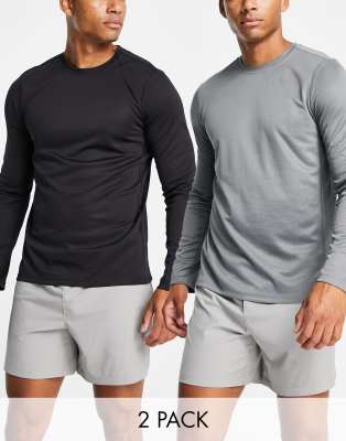 ASOS 4505 - Lot de 2 t-shirts de sport à manches longues et logo ...