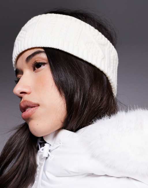 ASOS 4505 Ski cable knit headband in cream | ASOS