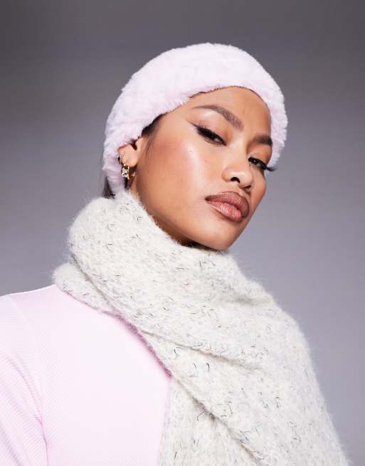ASOS 4505 Ski faux fur headband in pink ASOS