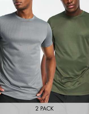 ASOS 4505 – Trainings-T-Shirt aus Quick-Dry-Material mit Logo im 2er ...