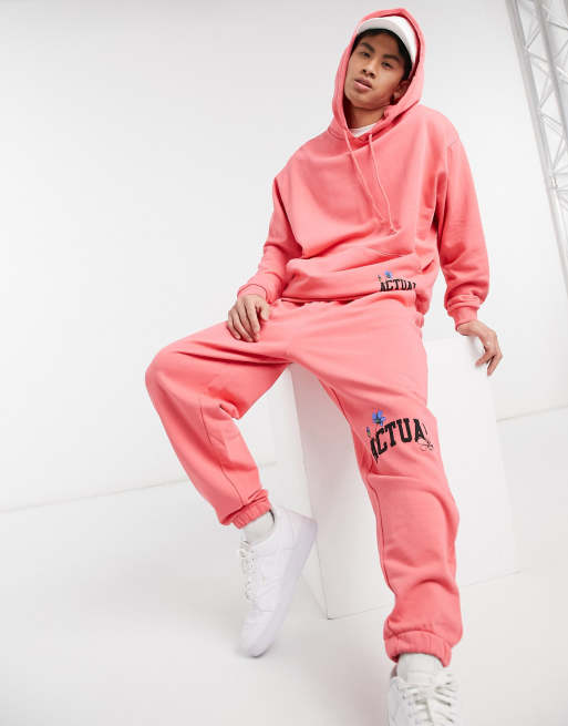 ASOS Actual co-ord in pink with floral back print and chest logo | ASOS