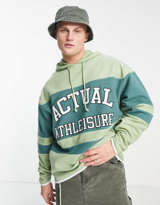 Asos Actual Oversize Kapuzenpullover Aus Polarfleece In Grün Mit