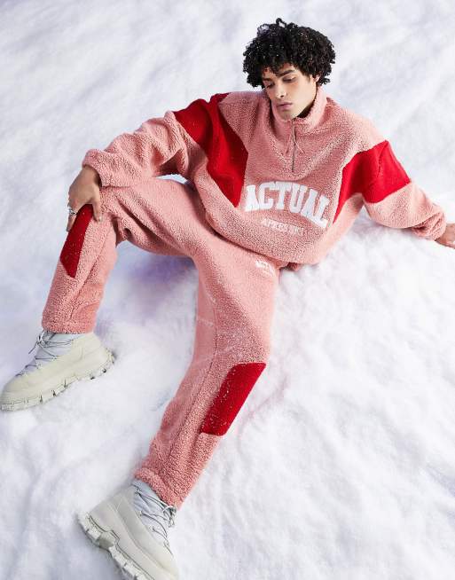 Asos Actual Oversize Sweatshirt Aus Teddyfell In Rosé Mit Kurzem