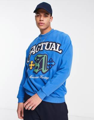 ASOS Actual oversized polar fleece sweatshirt with logo applique in ...