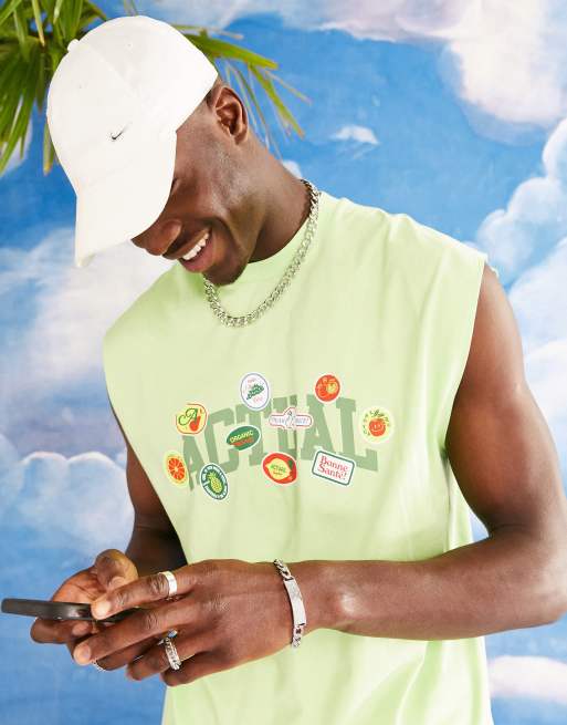ASOS Actual oversized vest with actual sticker print in green | ASOS