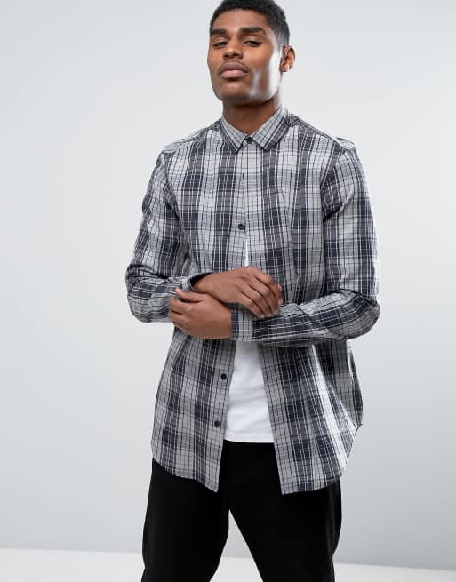 ASOS - Chemise à carreaux coupe classique - Gris chiné | ASOS