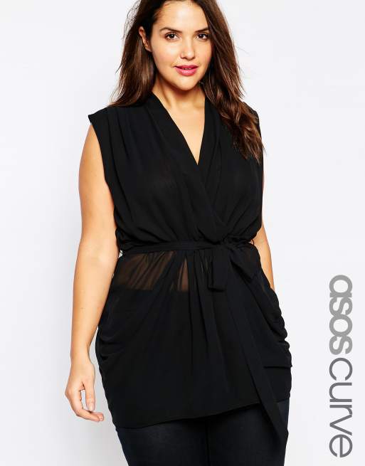 ASOS CURVE Exclusive Belted Wrap Top | ASOS