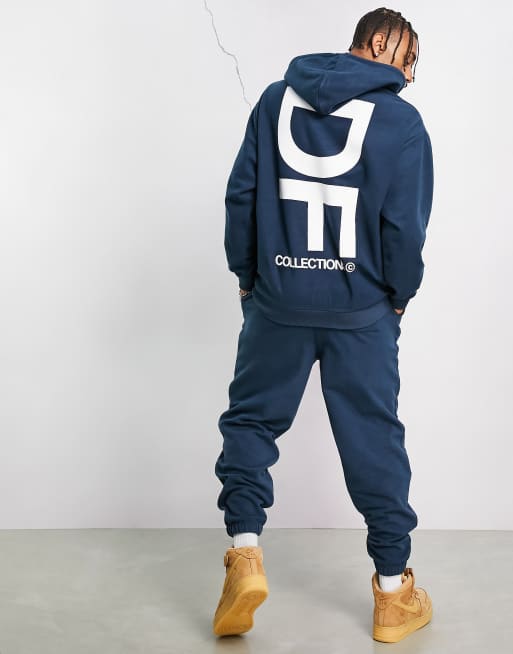 Asos Dark Future Co Ord Oversized Hoodie In Polar Fleece In Navy With