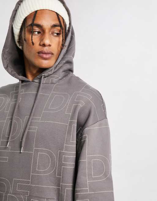 Asos Dark Future Co Ord Oversized Hoodie With All Over Logo Print In