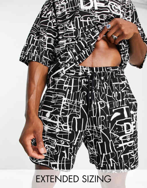 Asos Dark Future Co Ord Relaxed Short With All Over Logo Graphic Print