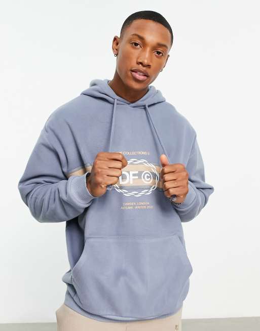 ASOS Dark Future hoodie in polar fleece with logo and taping stripe ...