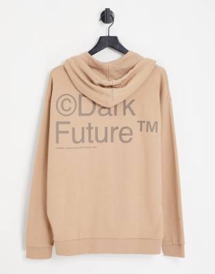 ASOS Dark Future hoodie with logo back print in neutral | ASOS
