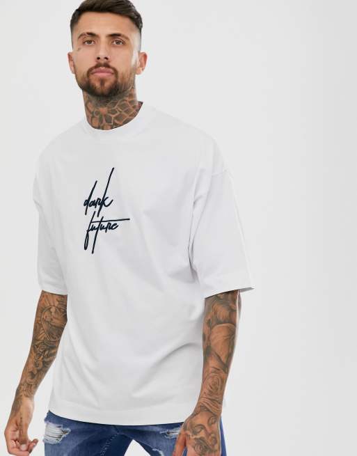 Asos Dark Future Oversized Heavyweight T Shirt With Dark Future Logo Asos