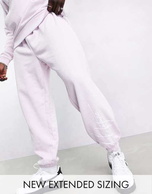 Asos Dark Future Oversized Joggers In Lilac With Logo Print Asos