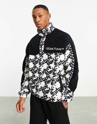 ASOS Dark Future oversized quarter zip sweatshirt in polar fleece with ...