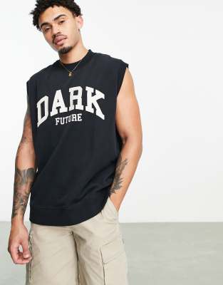ASOS Dark Future oversized singlet in heavyweight 220gsm black with ...