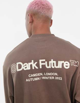 ASOS Dark Future oversized sweatshirt with front and back logo prints ...