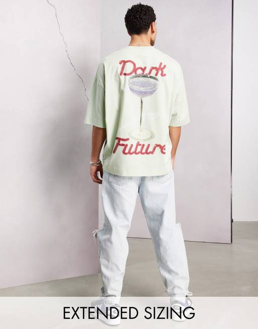 ASOS Dark Future oversized t-shirt with cocktail back graphic print and ...