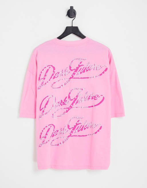 Asos Dark Future Oversized T Shirt With Multi Back Logo Script Print In