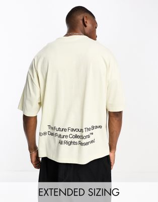 ASOS Dark future oversized t-shirt with multi prints in neutral | ASOS