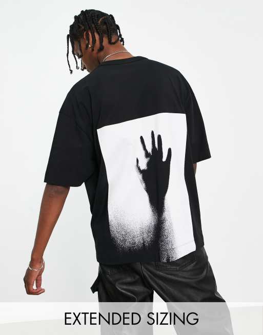 ASOS Dark Future oversized t-shirt with photographic hand back print in ...
